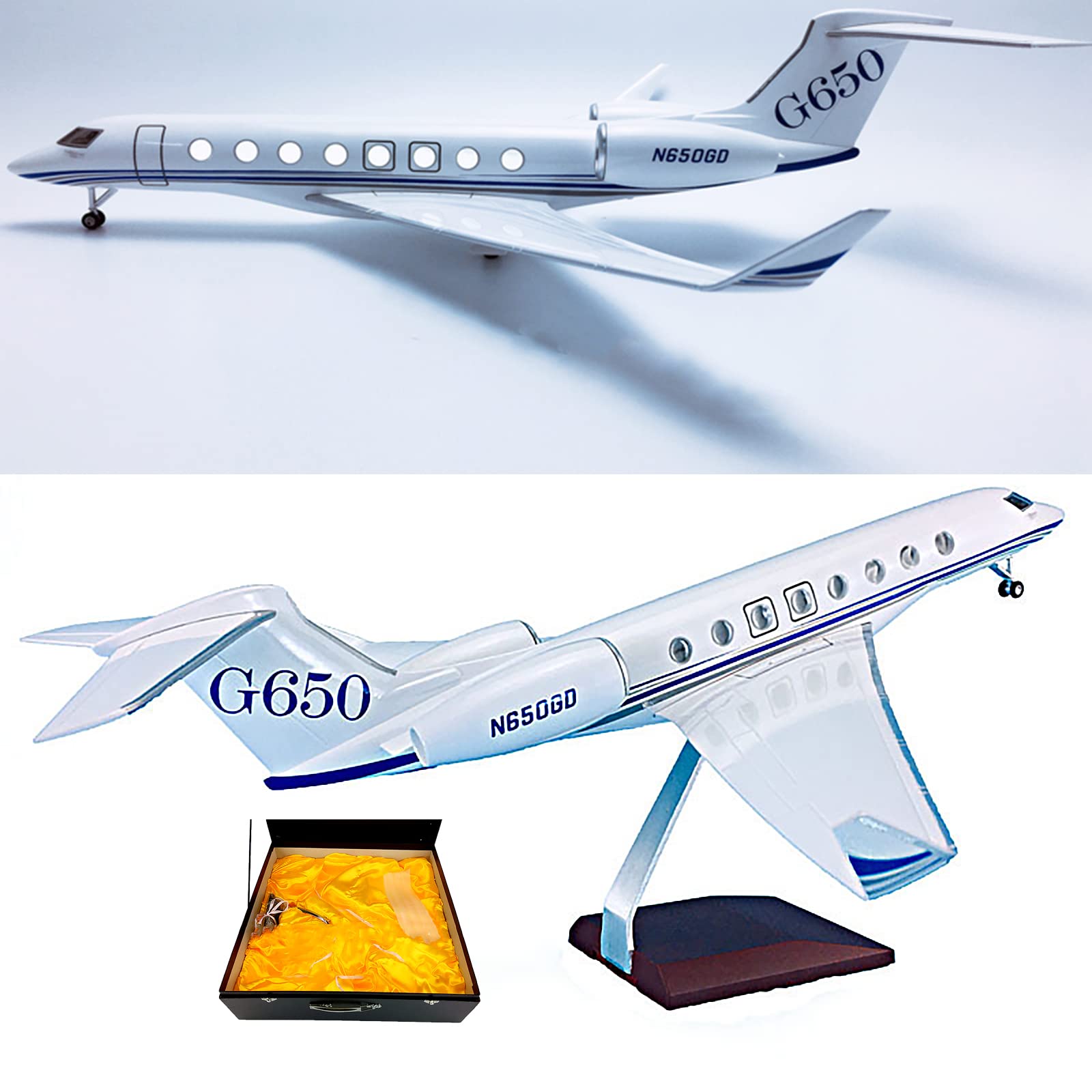 BOLYUM Gulfstream G650 with LED Resin Model Private Jet 18.2" Aviation ...