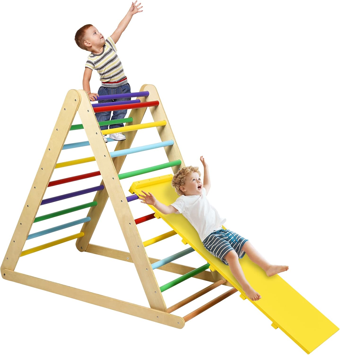 Amazon.com: HONEY JOY Triangle Climber with Ramp, 2-in-1 Indoor Toddler ...