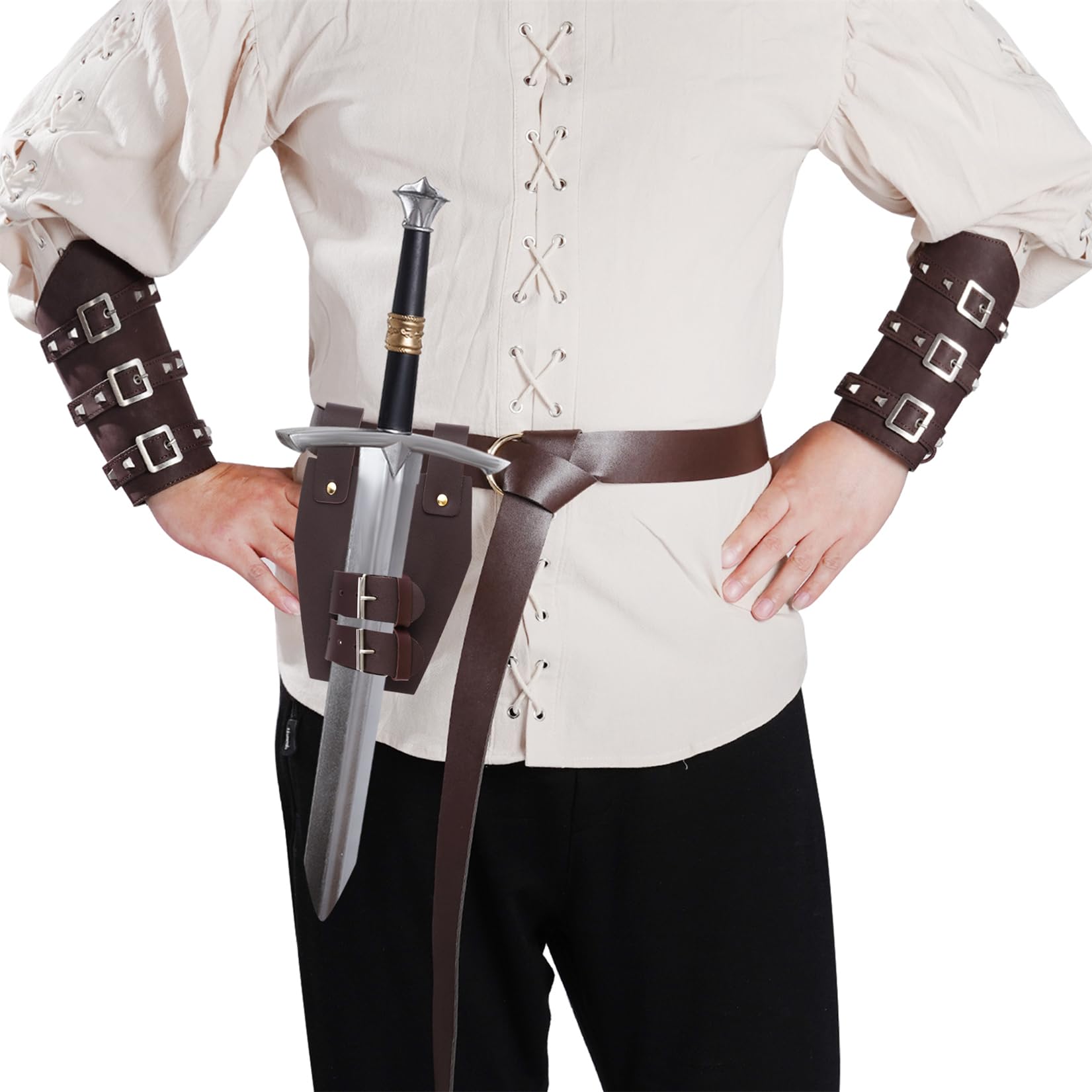 2pcs Medieval Renaissance Belt and Sword Dagger Frog Flintlock Case ...