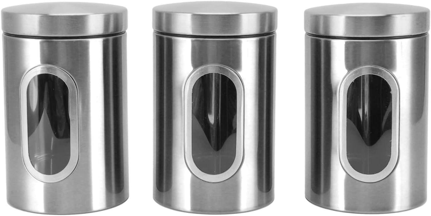 Amazon.com: Food Storage Jars Set of 3, Stainless Steel Spice Jar with ...