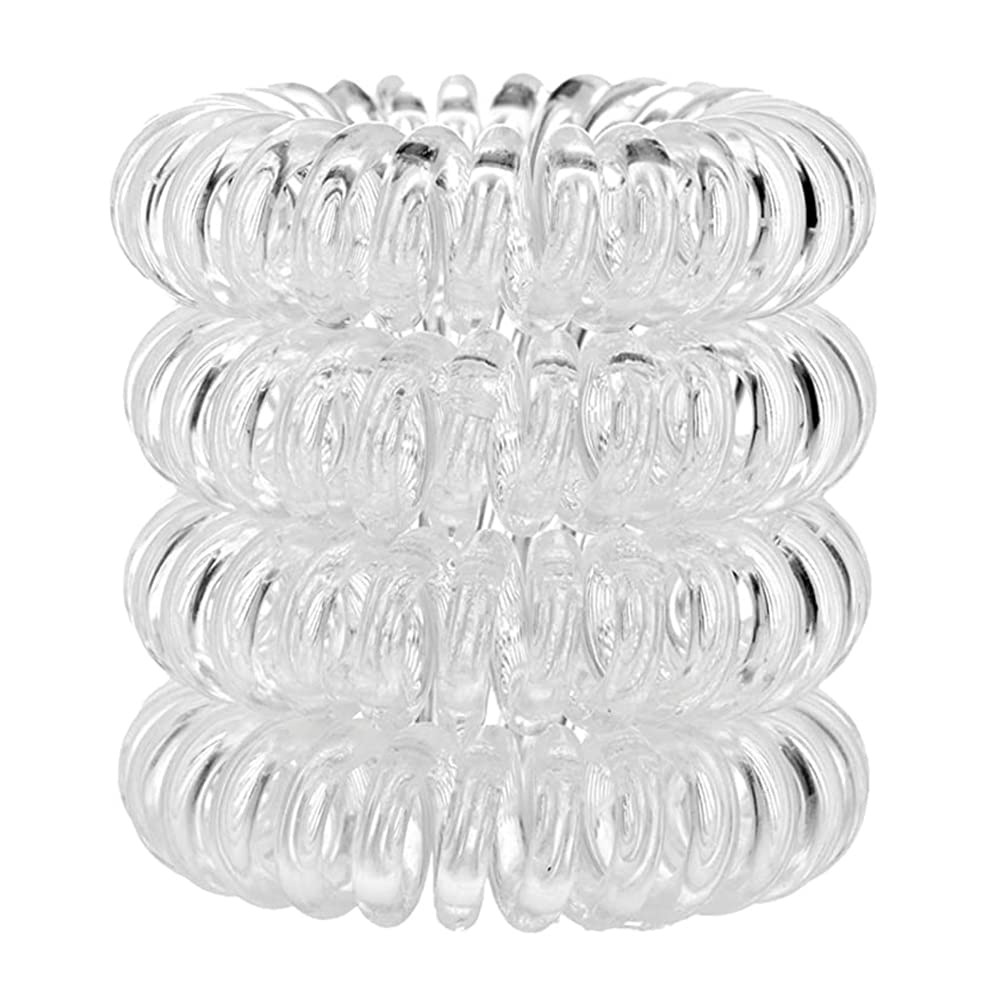 Amazon.com : Sgxyrzmx 4 Pack Clear Plastic Spiral Hair Ties for Women ...