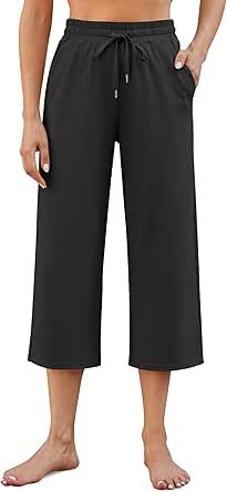 Amazon.com: G4Free Wide Leg Pants for Women Yoga Capris with Pockets ...