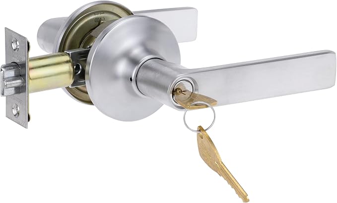 Lockwood Symmetry Series Entrance Element Leverset Door Handles, Satin ...