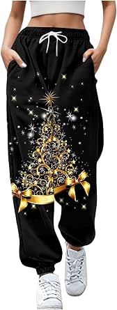 Amazon.com: Women's Christmas Sweatpants Fall 2024 High Waisted Santa ...