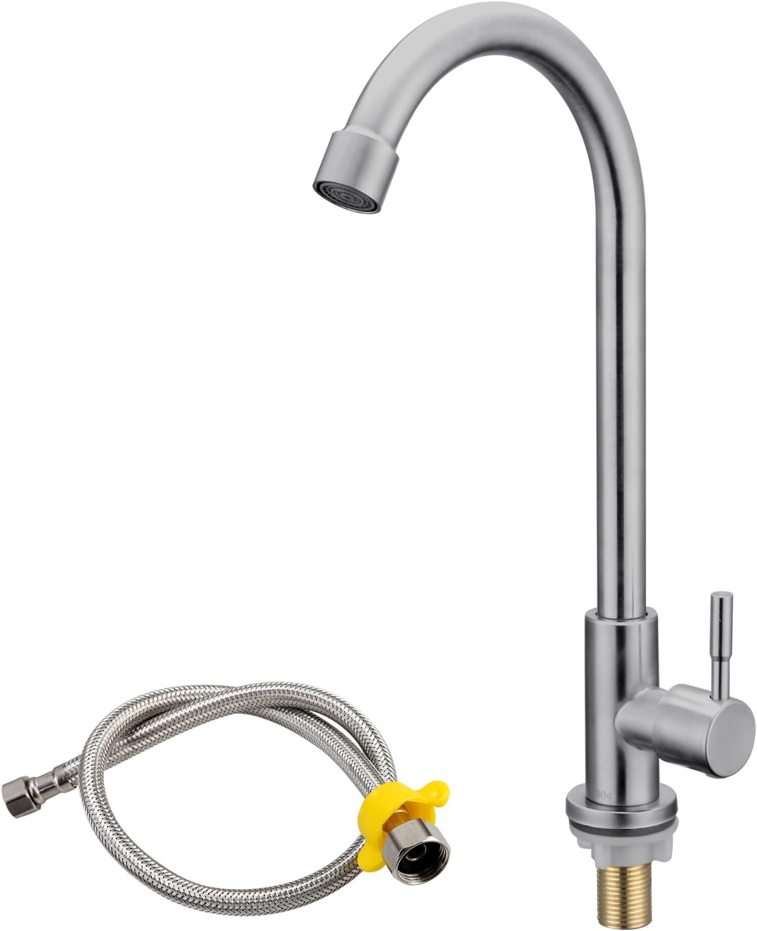 Cold Water Only Faucet 1 Hole Gooseneck Kitchen Sink Taps with 360 ...