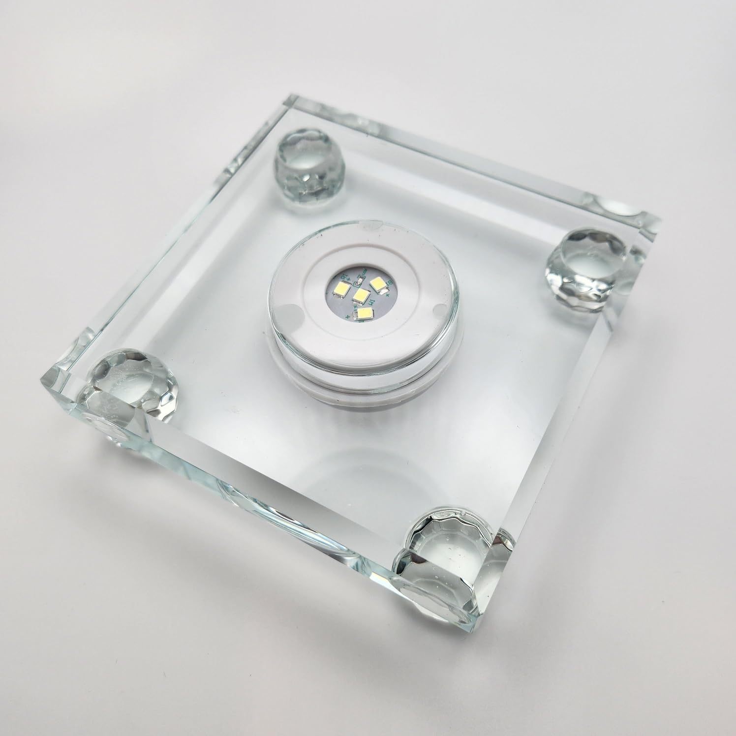 Amazon.com: Rechargeable 4"x4" Crystal LED Light Base with Fixed White ...