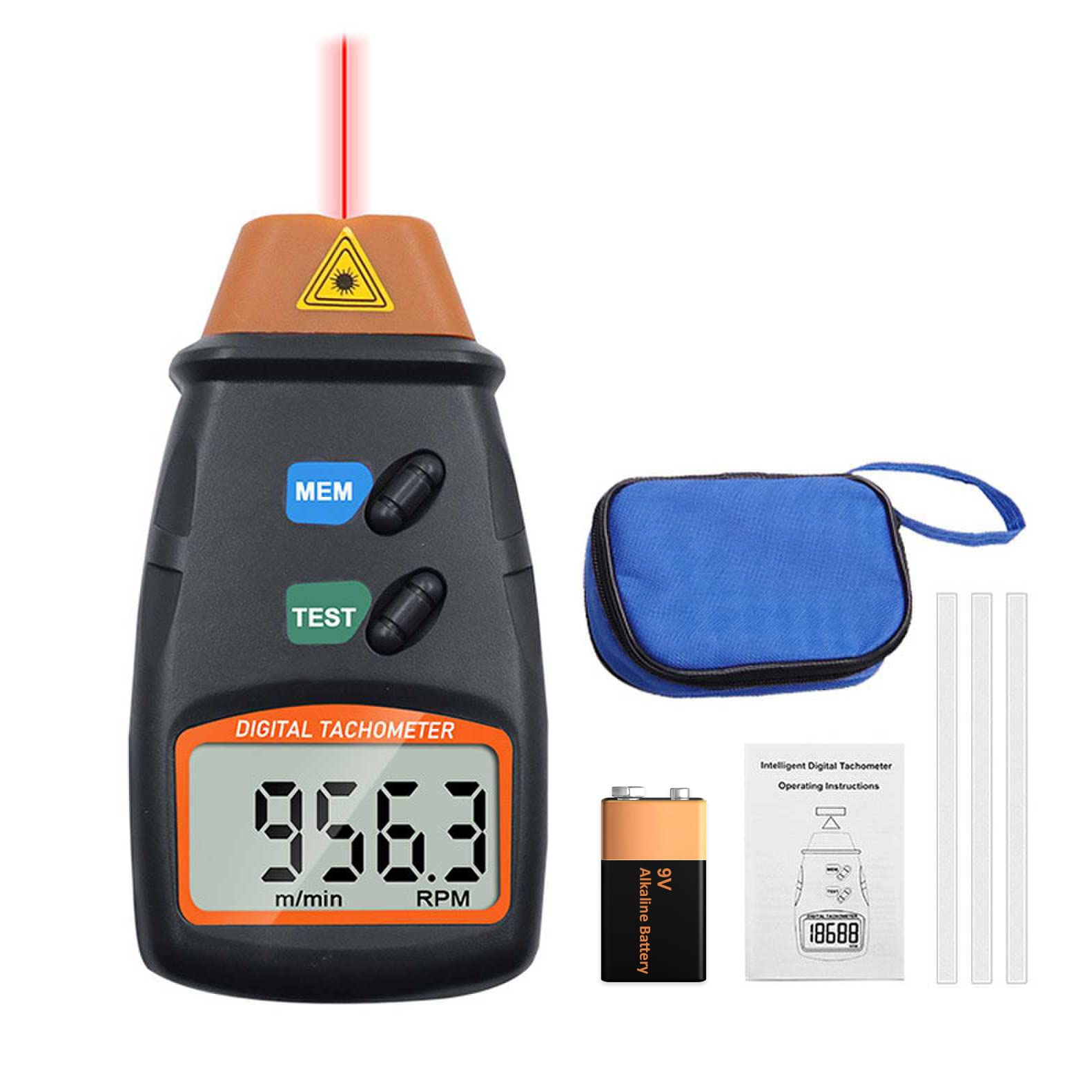 Mengshen Digital Tachometer, Non Contact Laser Photo Tach 2.5-99999 RPM ...