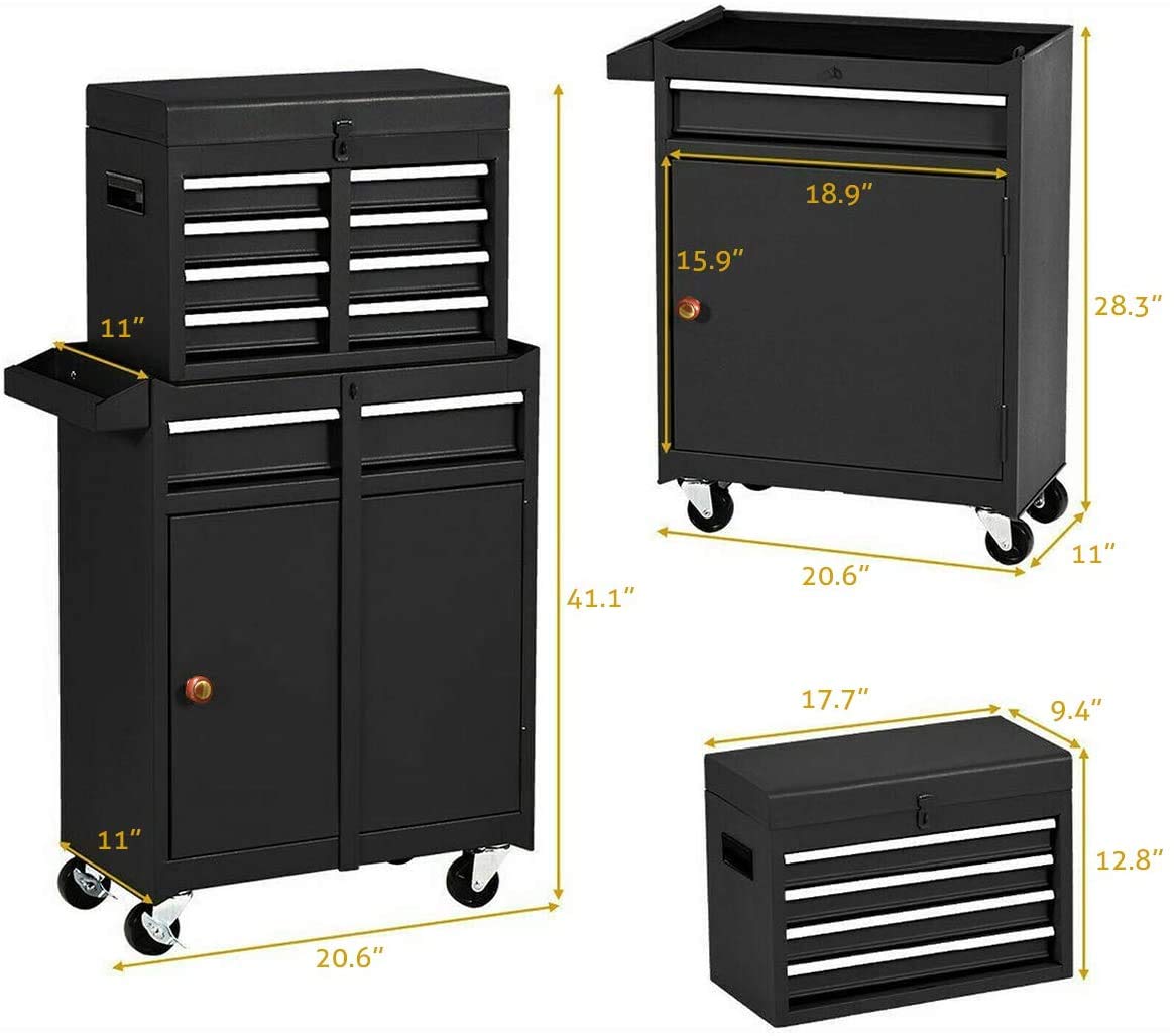 5-Drawer Tool Box with Wheels, Rolling Tool Chest with Drawers ...