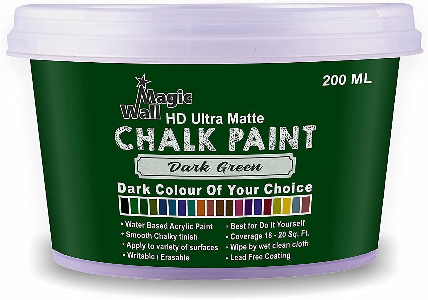 MagicWall Matt Finish Water Base Acrylic Chalkboard Paint (Black, 200 ...