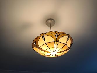 Tiffany Style Amber Jewelled Glass Uplighter Design Ceiling Pendant ...