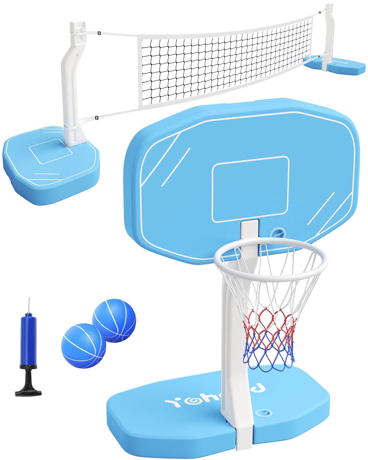 Snapklik.com : Pool Basketball Hoop & Pool Volleyball Net, 2 In 1 Pool ...