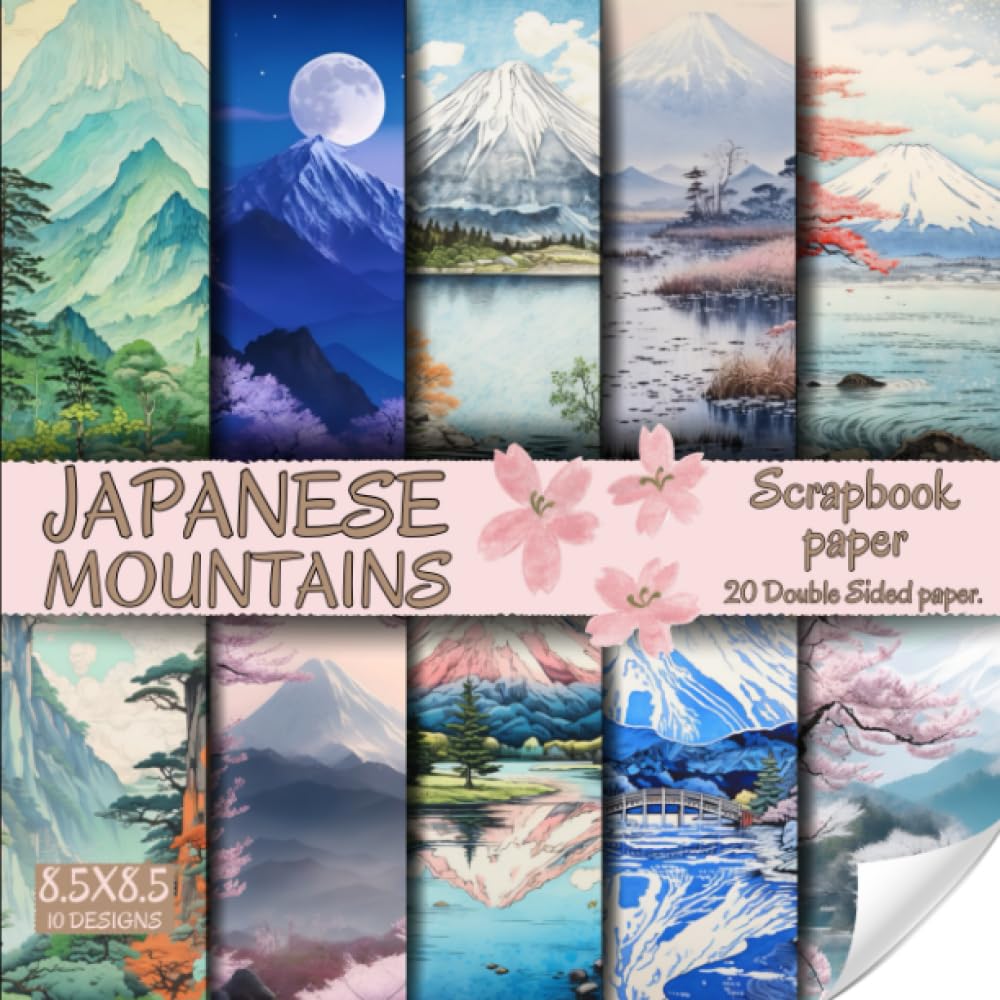Japanese Mountains scrapbook paper part tow, 8.5x8.5, 10 Designs, 20 ...