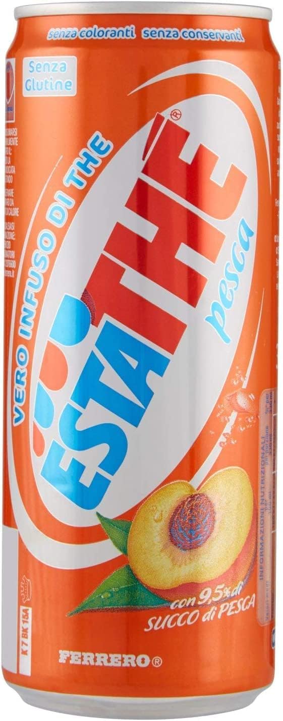 48 x Ferrero Iced Tea Peach The Pesca Tin 330 ml ESTATHE Tea the ...