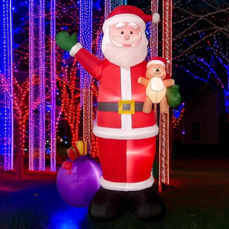 Amazon.com: 10 Ft Lighted Giant Christmas Inflatable Santa Claus with ...