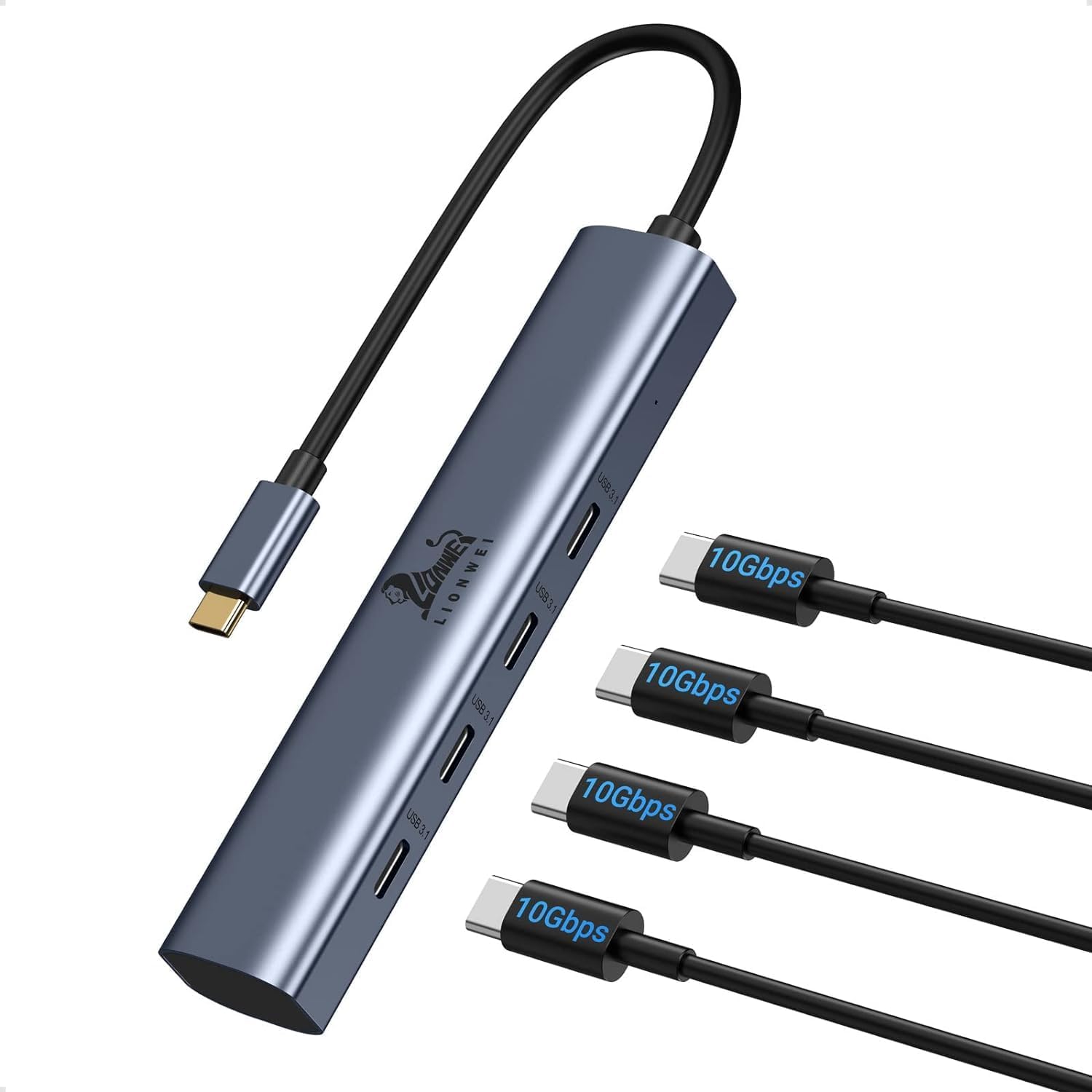 USB C Hub 10Gbps 4 Port USB C Verteiler für Laptop, LIONWEI Ultra Slim ...