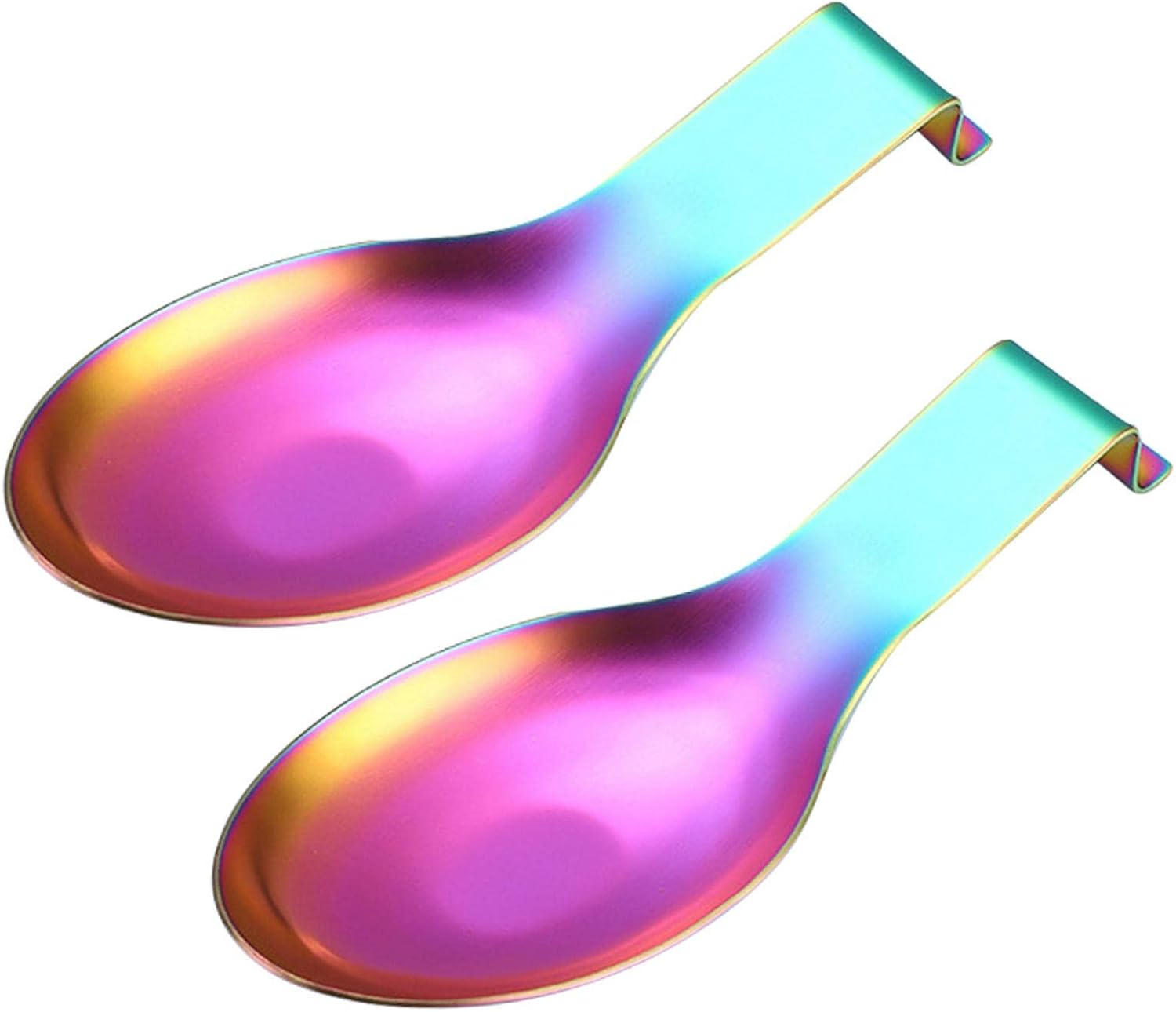 Amazon.com: 2pcs Stainless Steel Spoon Rest Rainbow Colour Stainless ...