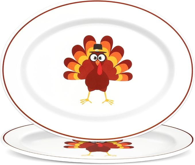 Amazon.com | Qyeahkj Reusable Thanksgiving Serving Platter Melamine ...