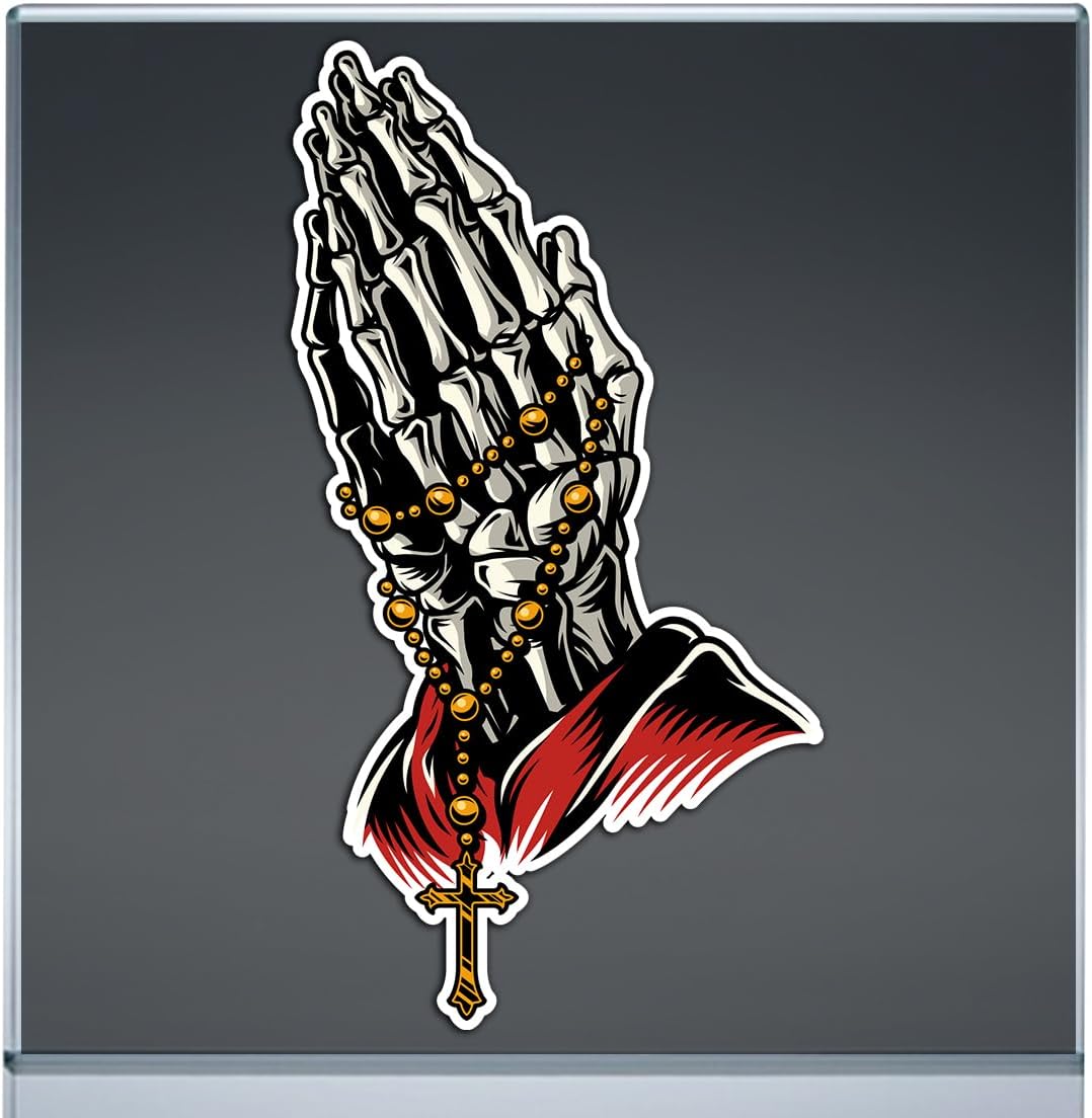 Amazon.com: X Graphics Praying Hands with Rosary Skeleton Skull Sticker ...