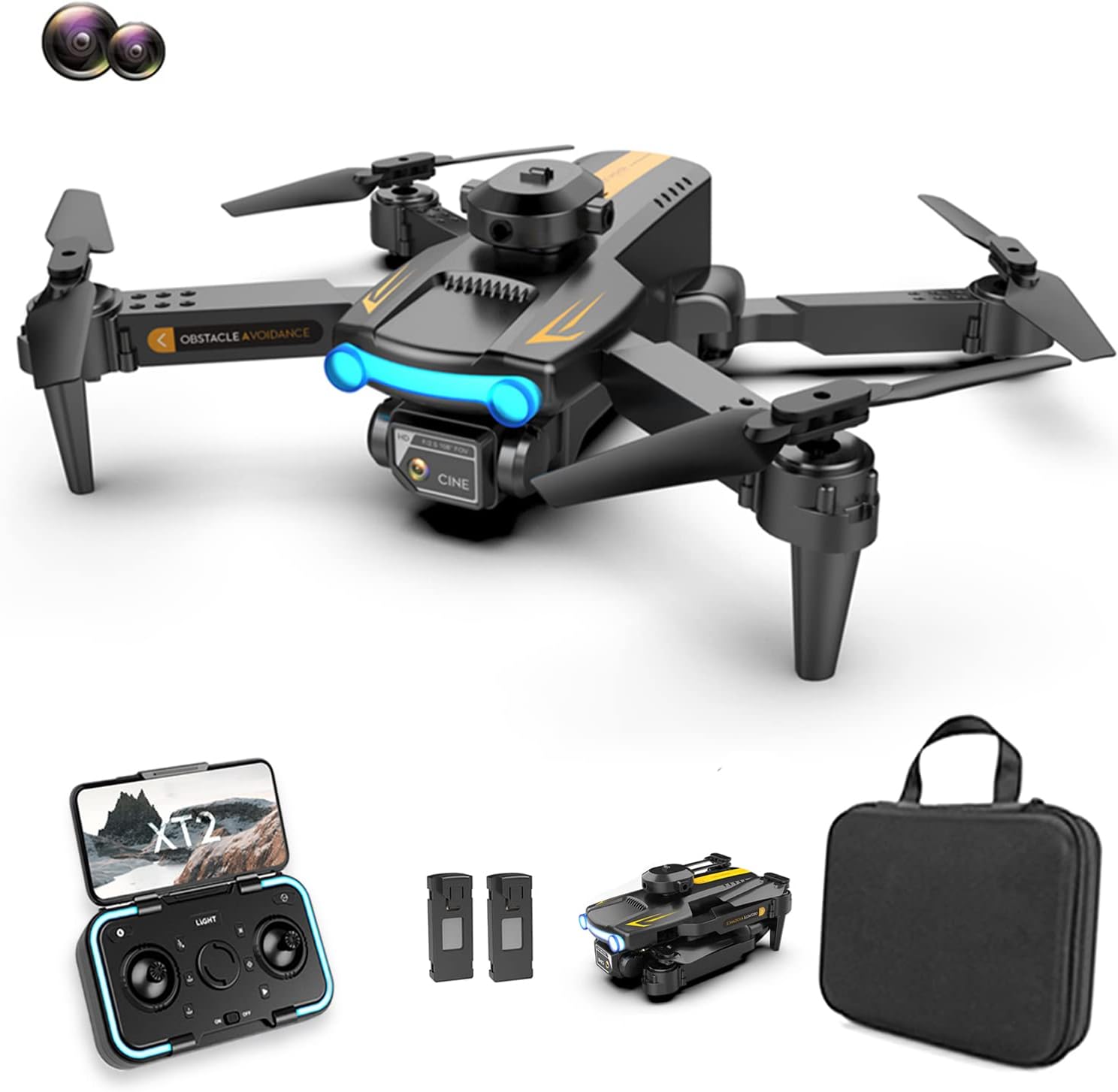 Amazon.com: Goolsky Drone with Daul 4K Camera Remote Control Quadcopter ...