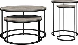 Amazon.com: Ameriwood Home Camdale 4-Piece Nesting Coffee and End Table Bundle, Gray Oak : Home ...