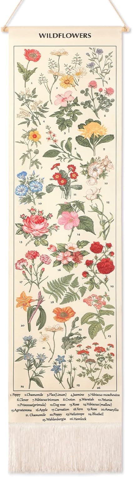 Amazon.com: Geetery Vintage Floral Vertical Tapestry Wall Hanging Decor ...