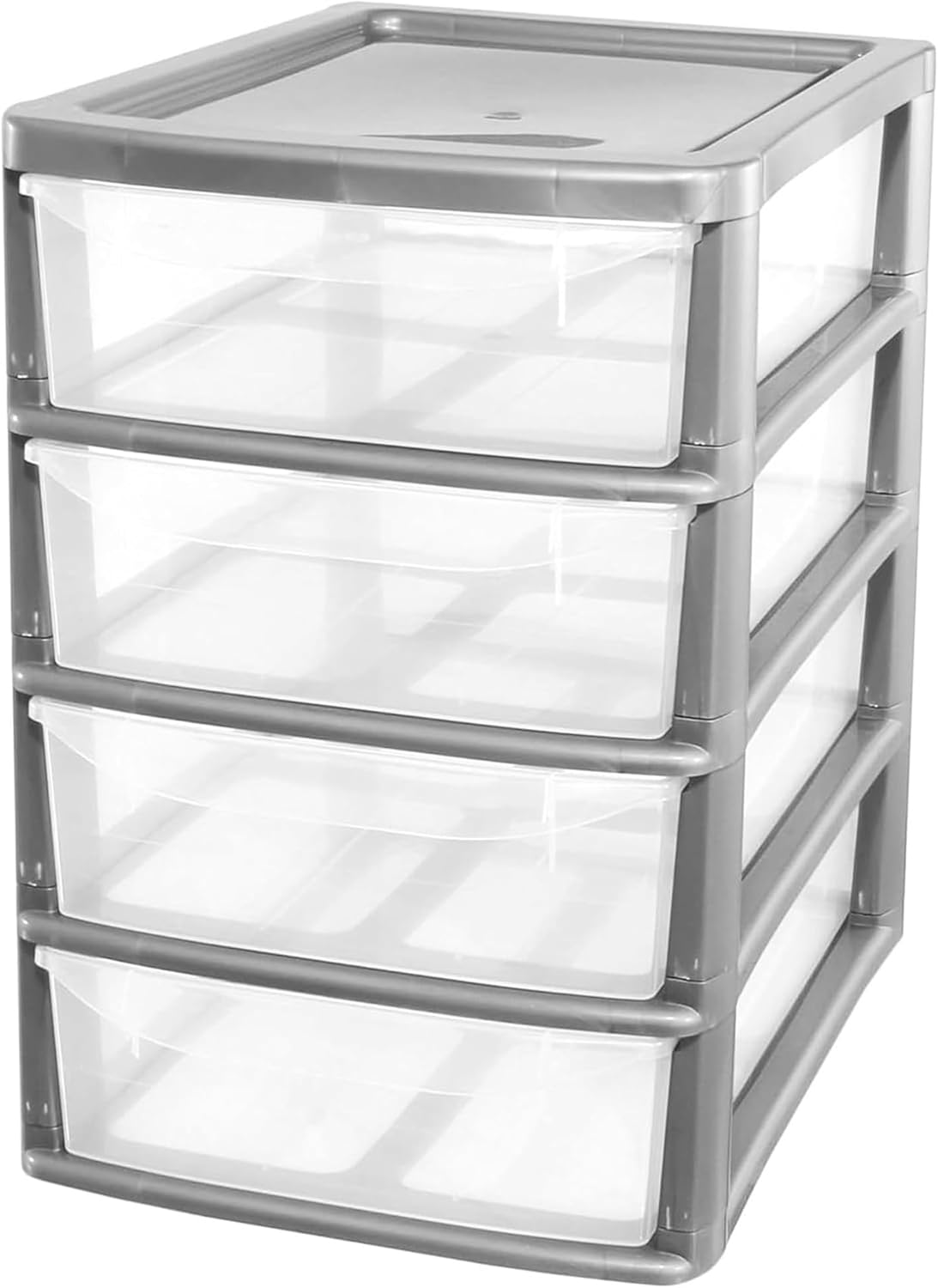 Silver A4 Plastic Storage Tower Unit Table Top Organiser With 4 Pull ...