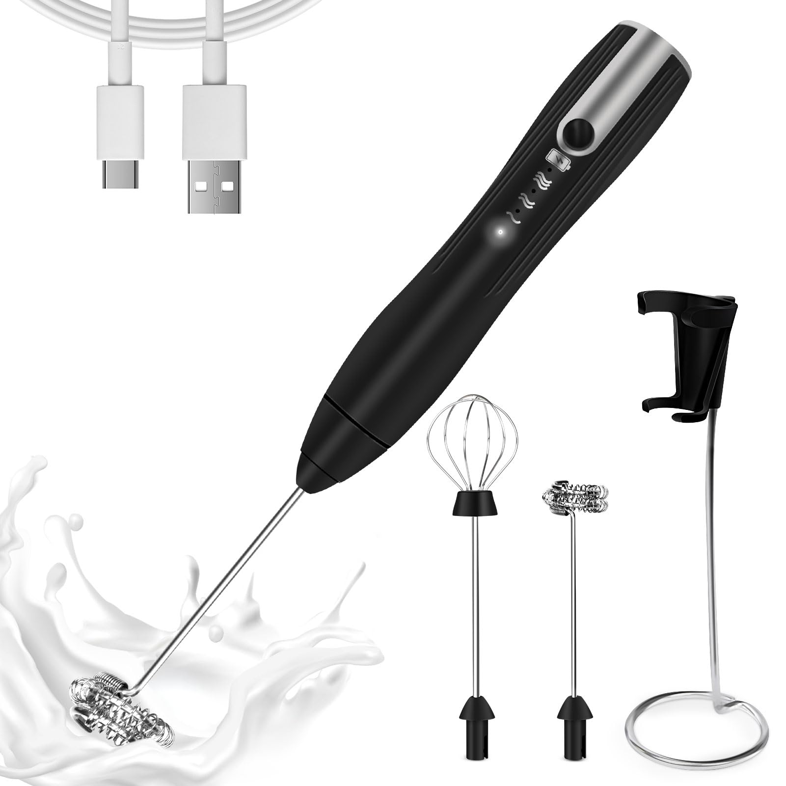 Amazon.com: Rechargeable Milk Frother Handheld with 3 Speeds, Powerful ...