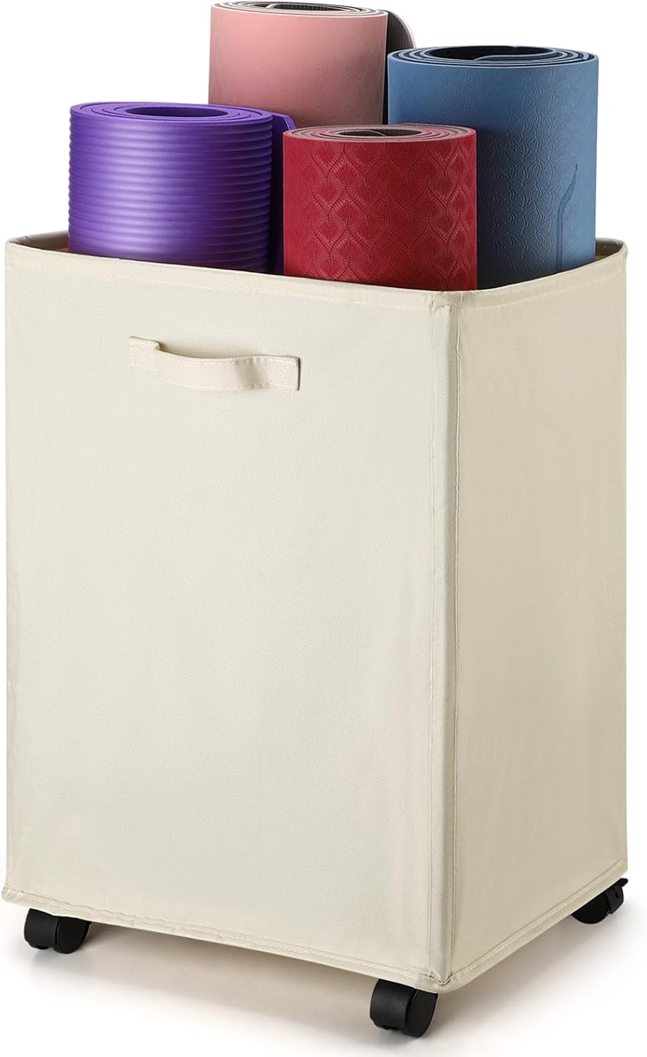 Amazon.com : TOBWOLF Yoga Mat Storage Basket with Wheels, 68L Large ...