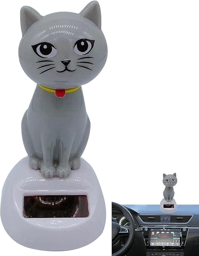 Amazon.com: Gray Cute Solar Powered Dancing Cat Doll Figure - Swinging ...