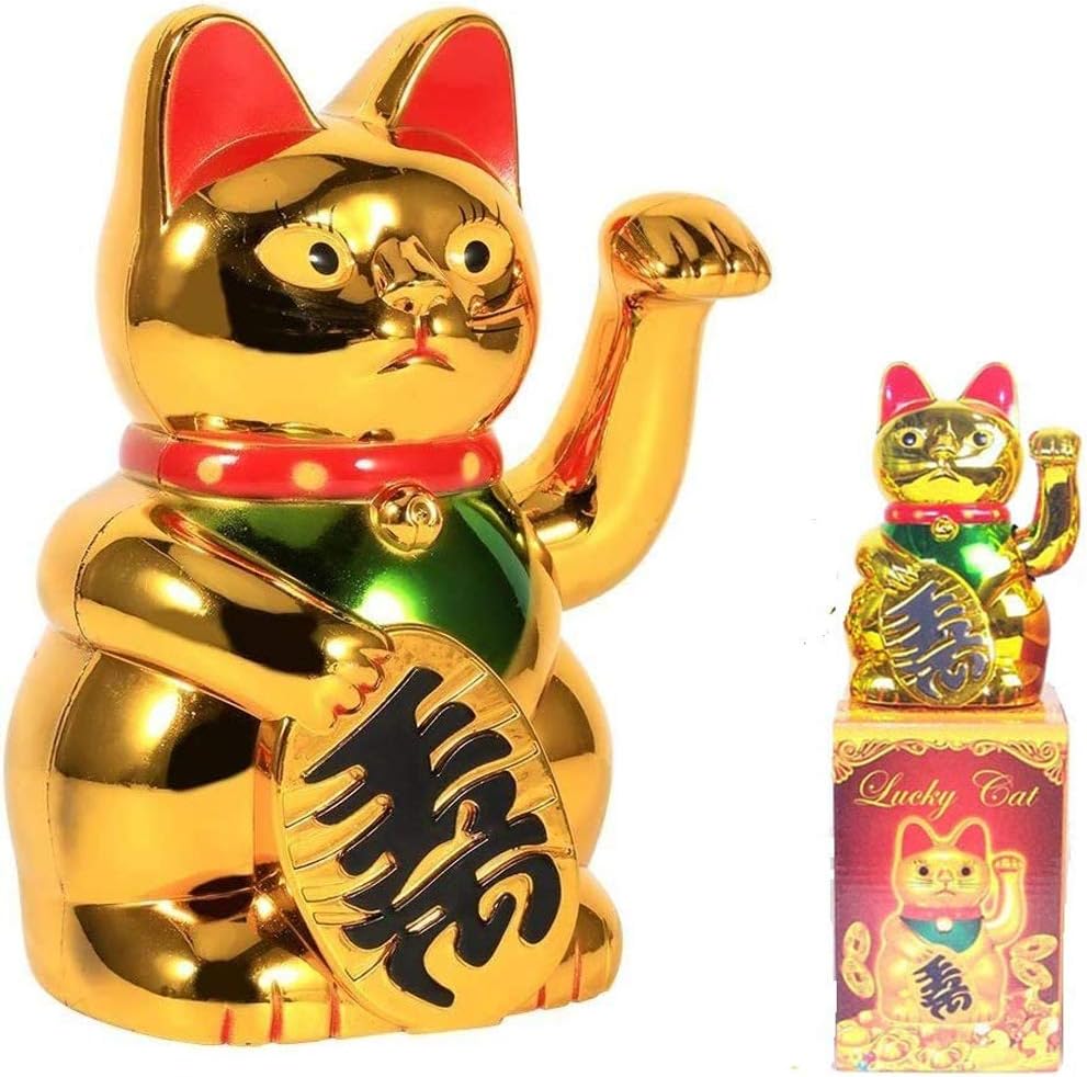 Chinese Lucky Cat Waving Gold Cats Fortune Arm Small Lucky Waving Feng ...