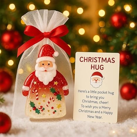 Amazon.com: Little Pocket Christmas Hug with Card, Santa Hug Blessing ...