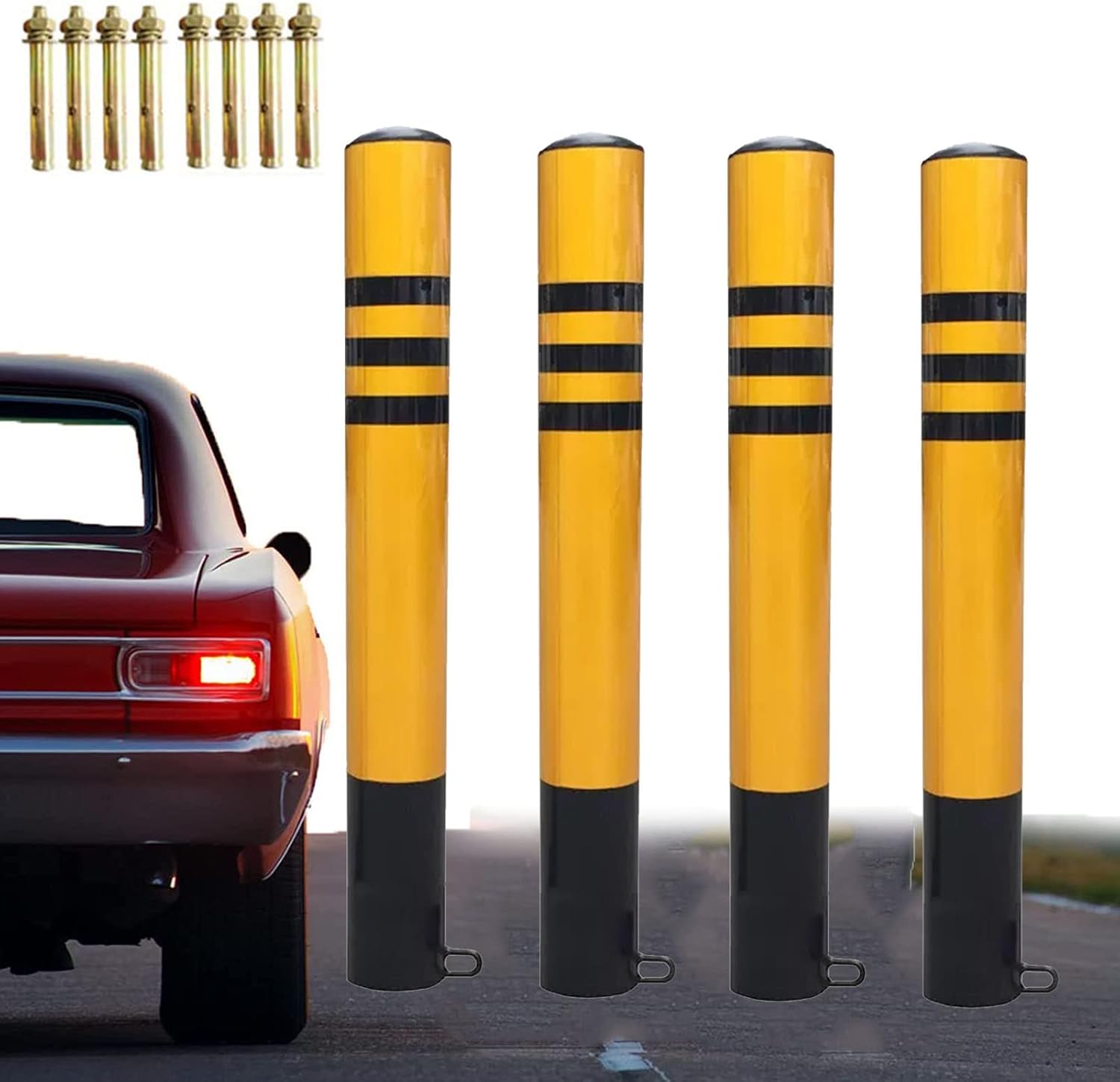 4 x Parking Posts for Driveways Removable Metal Security Post Bollard ...