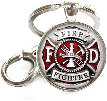 Amazon.com: Ni36uo0qitian0ozaap Fire Fighter Keychain, Fire Dept Key ...