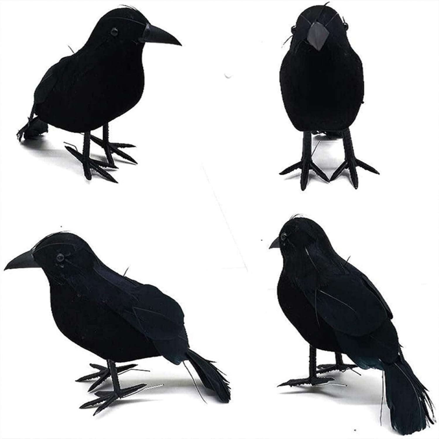 Amazon.com: Comelodiant Cuervos de plumas realistas, 4 pájaros ...