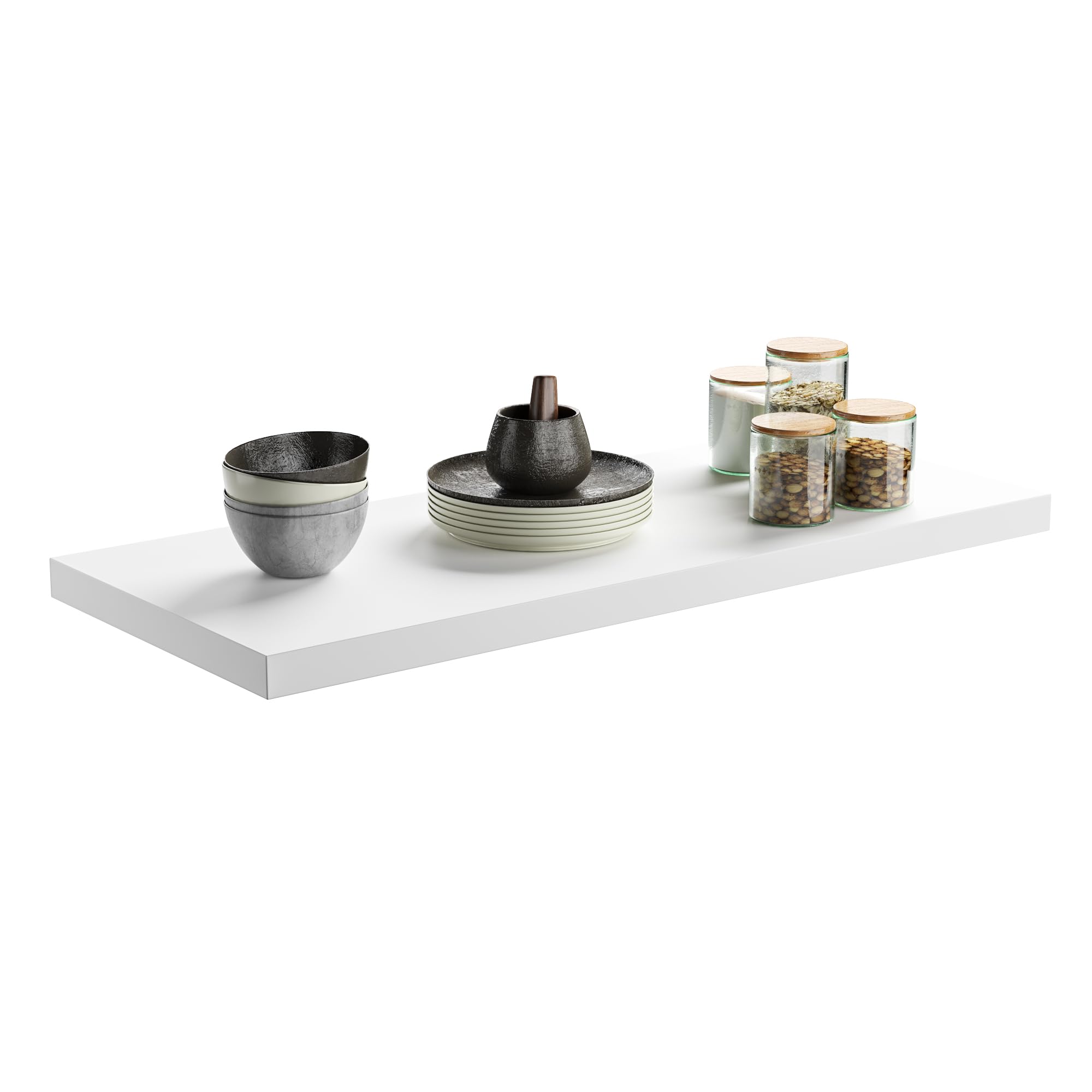 JPND Wall Shelf of Set 1, White Floating Shelves 24 in W x 10 in D x 1 ...