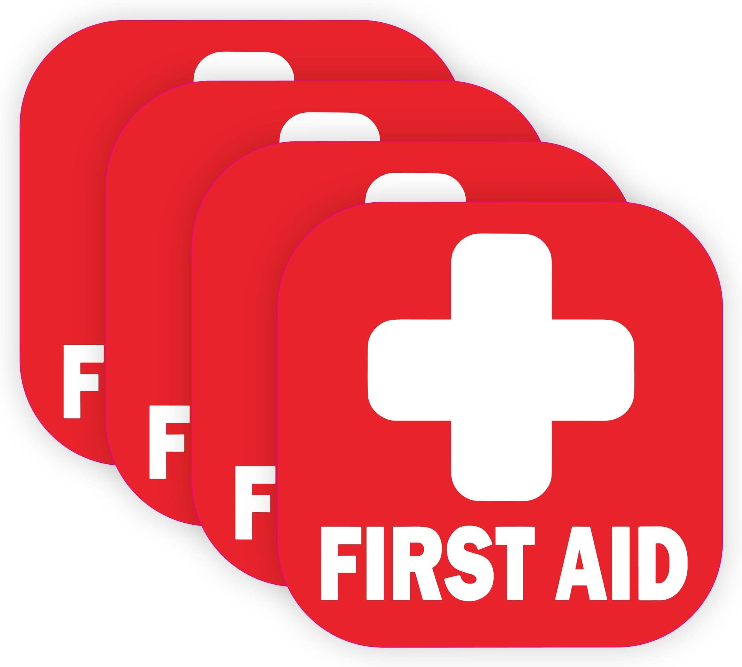 Amazon.com: 4pk First Aid Kit Cabinet Notice Square Window Label ...