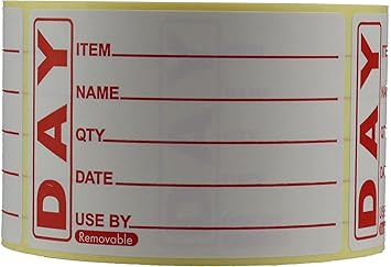 49x74mm Prepped Food Labels - Red Text Removable - Use by Food Labels ...
