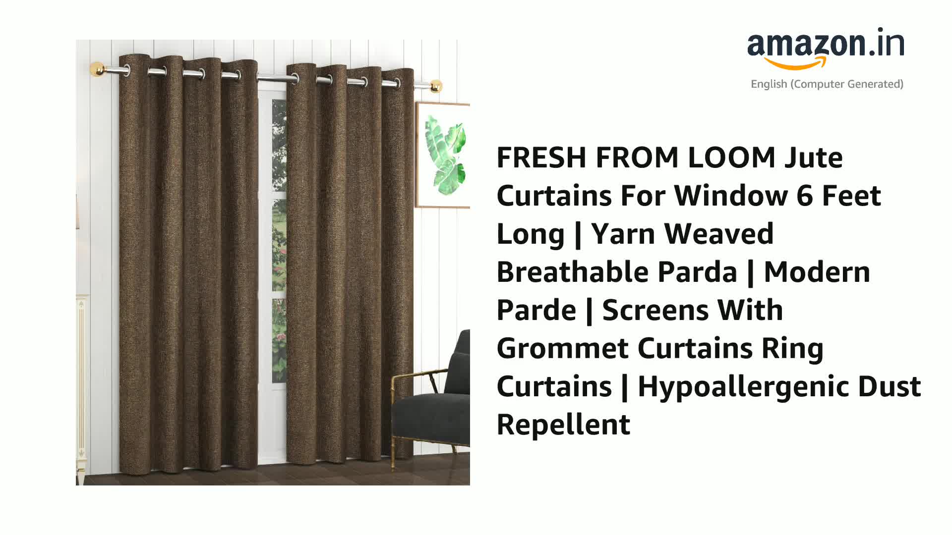 Watch FRESH FROM LOOM Jute Curtains For Window 6 Feet Long | Yarn ...
