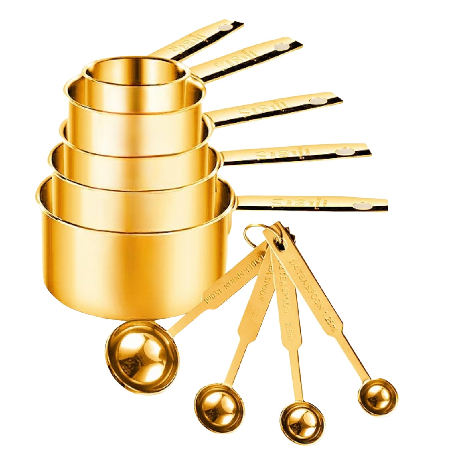 Amazon.com: Gold Measuring Cups and Spoons Set of 9, 304 Stainless ...