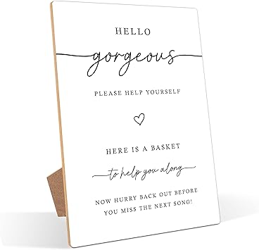 Amazon.com: Hello Gorgeous Wedding Bathroom Sign, Minimalist White Wood ...