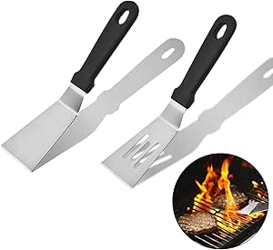 Quixotical 2 Pcs Griddle Spatula Set, Stainless Steel BBQ Spatulas and ...