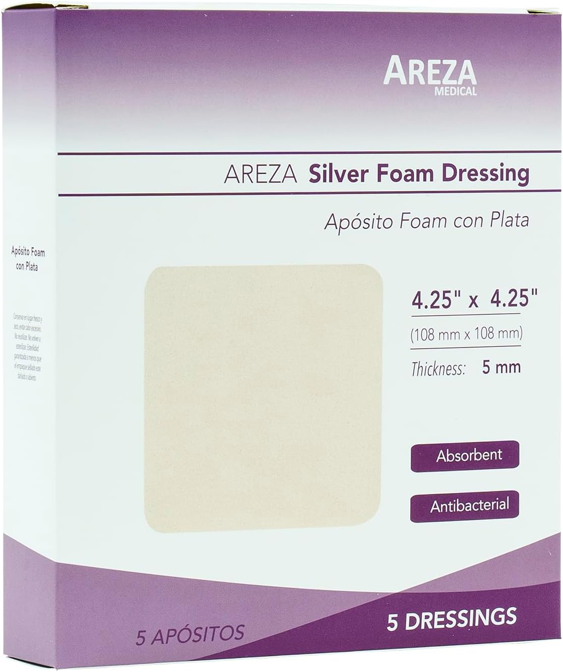 Amazon.com: Areza Medical - Silver Foam Wound Dressing Pad - Sterile ...