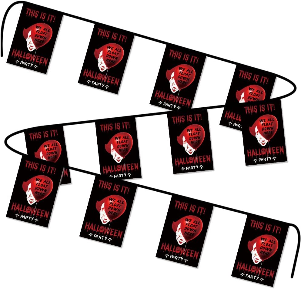 Amazon.com: We All Float Down Here Pennywise String Flags Banner Horror ...