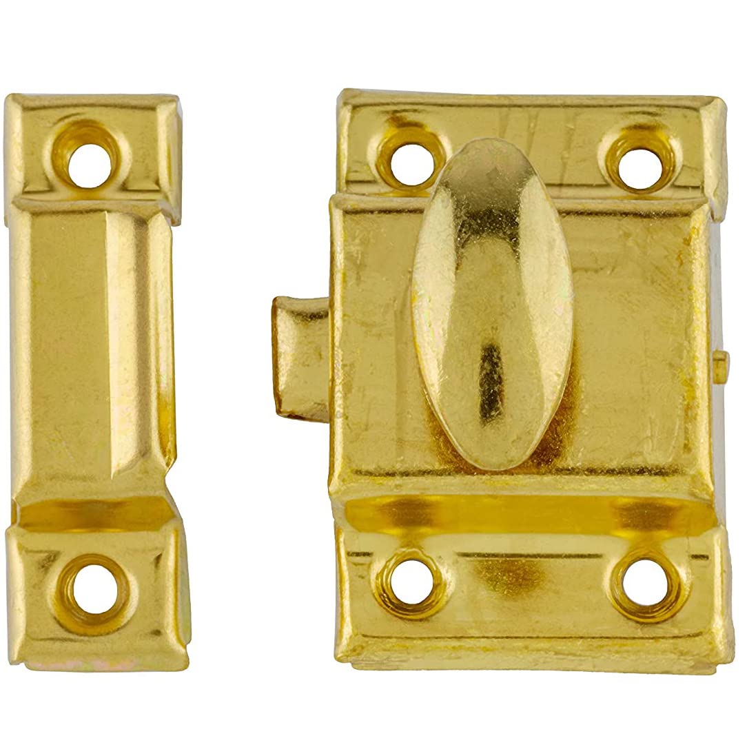 Stamped Brass Cabinet Door Latch w/Catch - Antique Reproduction Oval ...