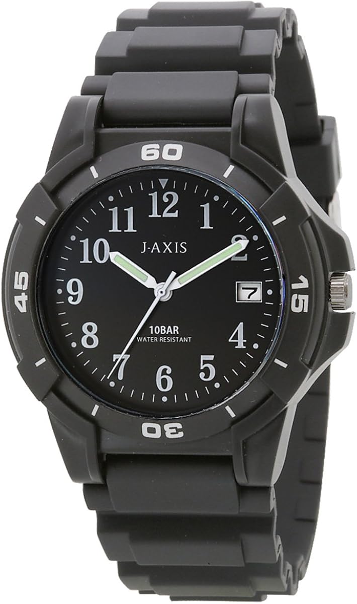 Amazon.co.jp: [J-アクシス] 腕時計 10気圧防水 日付表示 見やすい文字盤 軽い NAG50-BK ブラック : ファッション