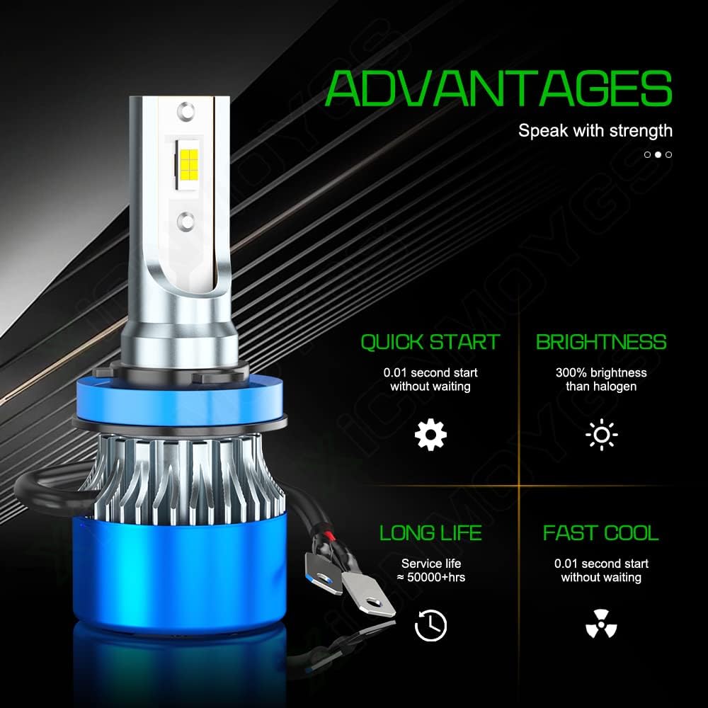 XICNMOYGS Bombillas LED H11B para faros delanteros, 6000 K, 6000 lm, 1 par, listas para Canbus ...