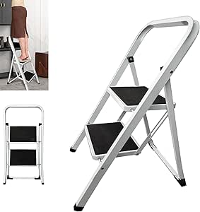 Amazon.com: Step Ladder 2 Step Folding, Heavy Duty Step Stool Ladder ...