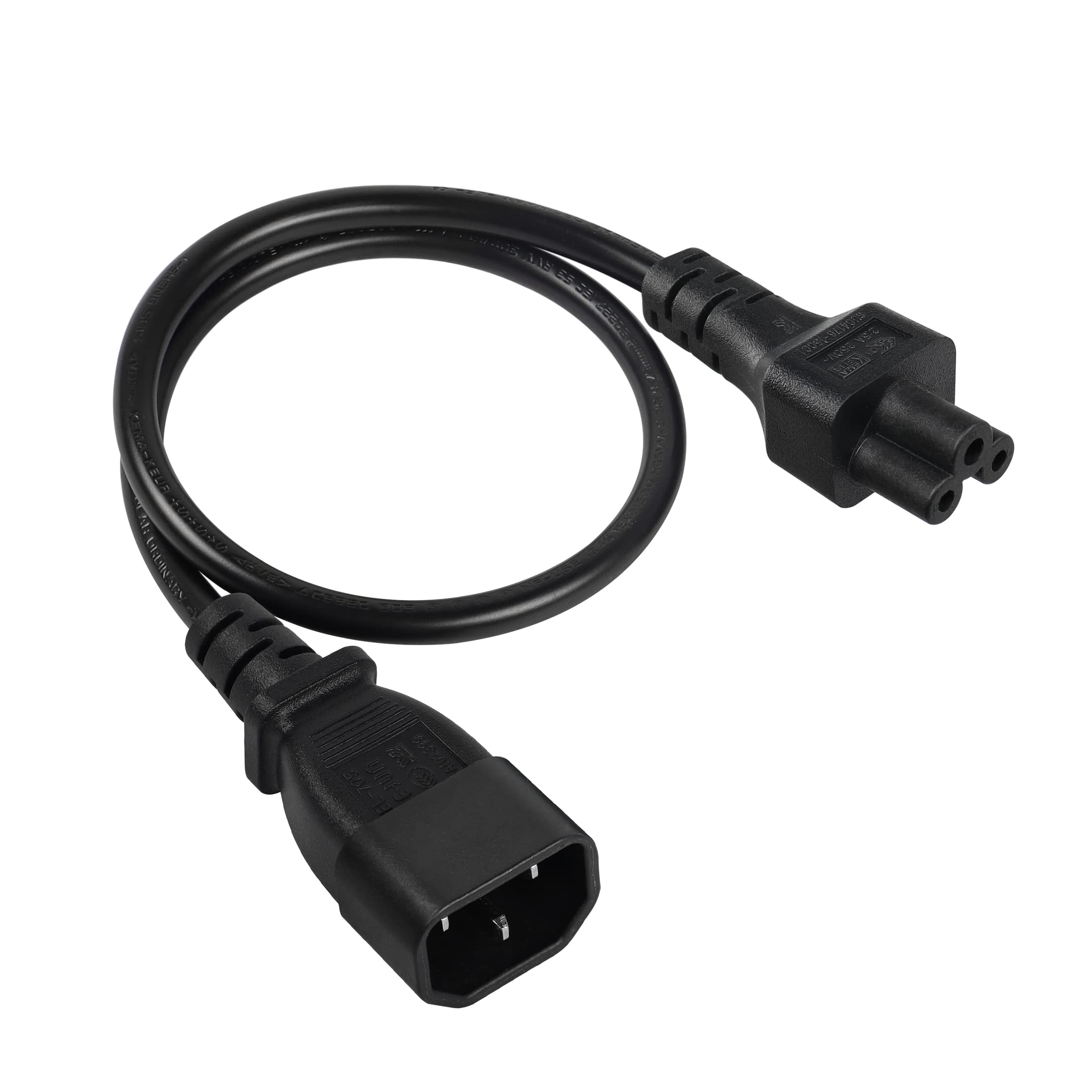 YACSEJAO C14 to C5 AC Cable, 10A 125V IEC 320 C14 Male to C5 Female ...