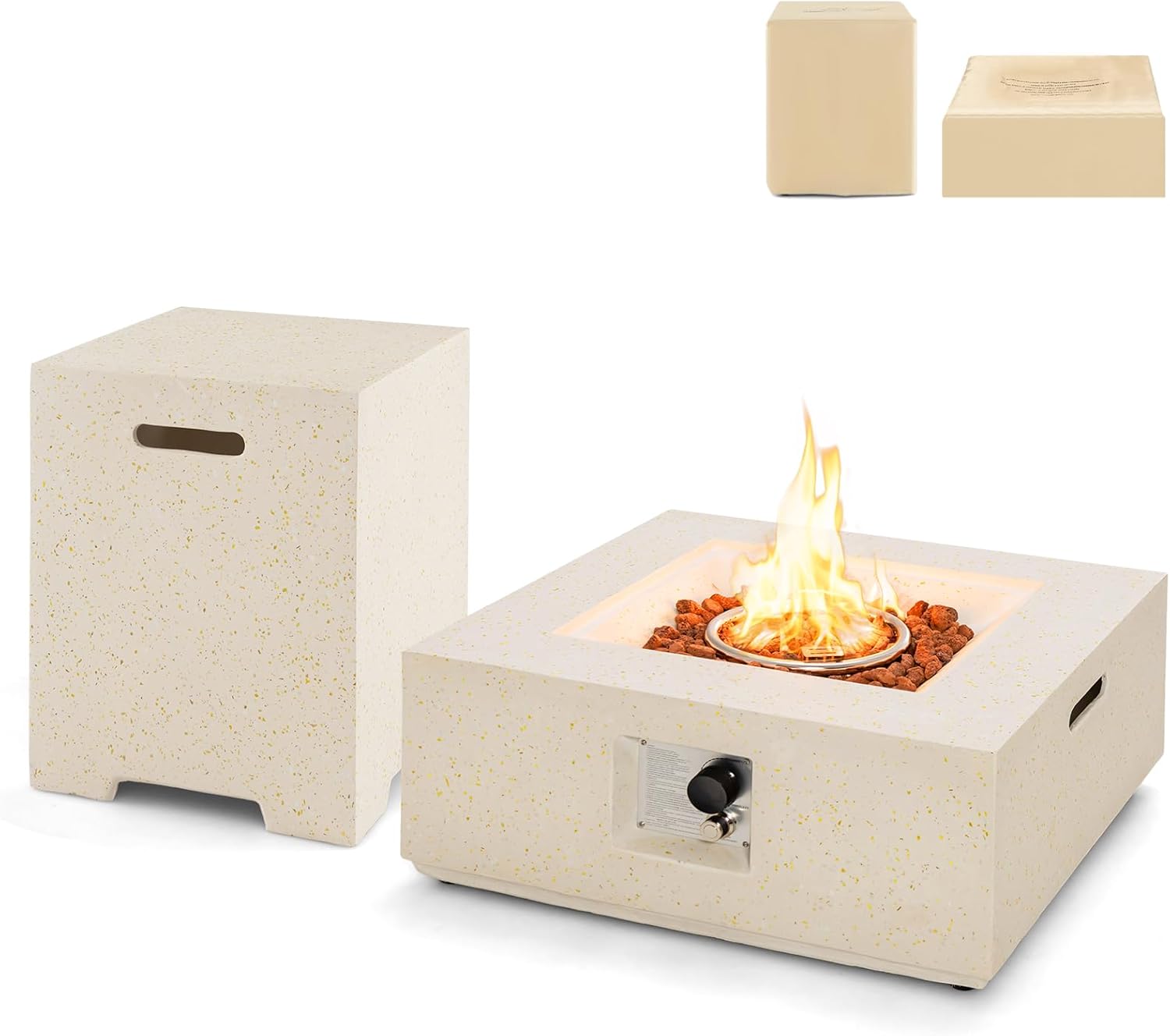 Amazon.com: Giantex Propane Fire Pit Table Set, 40,000 BTU 28" Terrazzo ...
