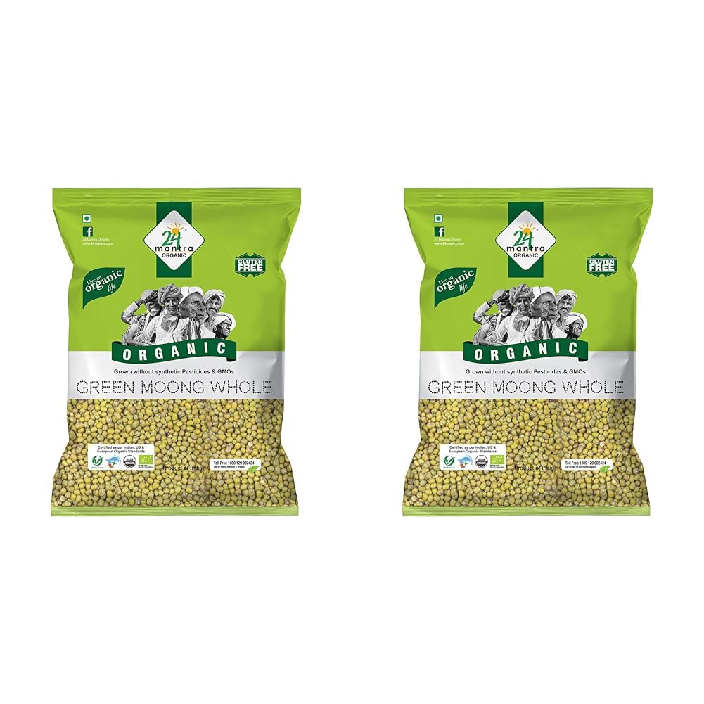 24 Mantra Organic – Green Moong Whole/sabut/saboot, 1kg (Pack of 2 ...
